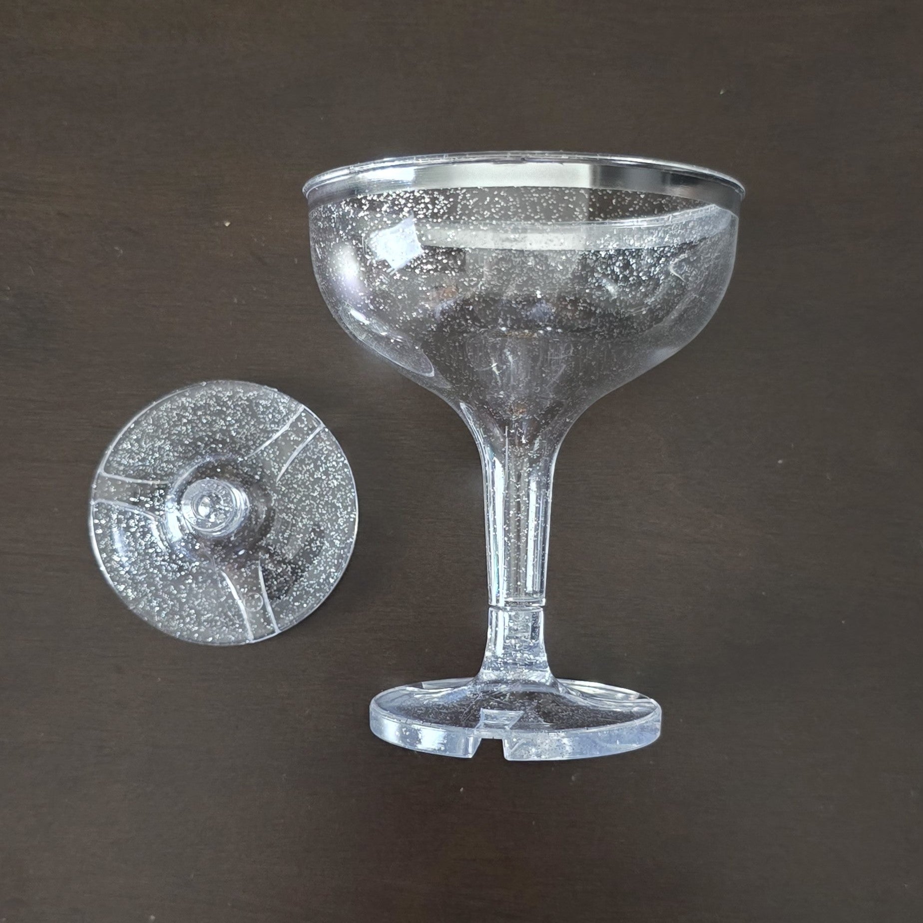 Copas Champagne apilable. Borde plateado. Unidad – Vive tu mesa