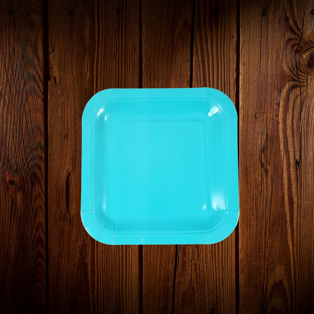 Sin diseño cuadrado. Turquesa. Plato Postre. 8 Unid – Vive tu mesa