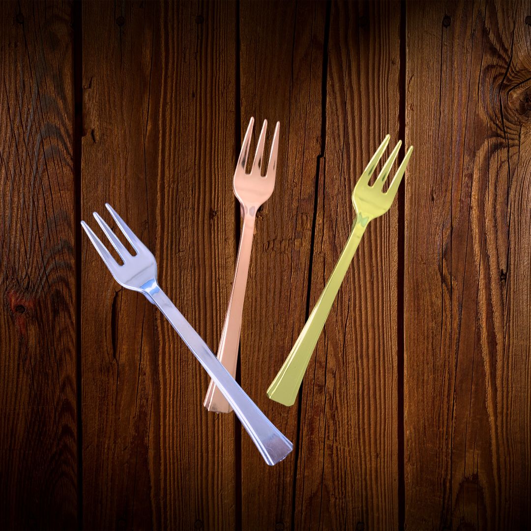 Mini tenedores. Plateado, dorado, rose gold. 11 cm Unidad – Vive tu mesa